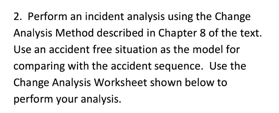 Solved 2. Perform an incident analysis using the Change | Chegg.com