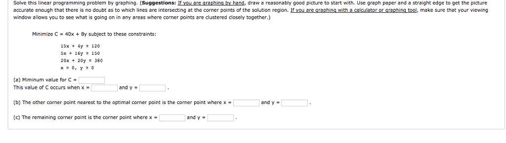 Solved Solve this linear programming problem by graphing. | Chegg.com