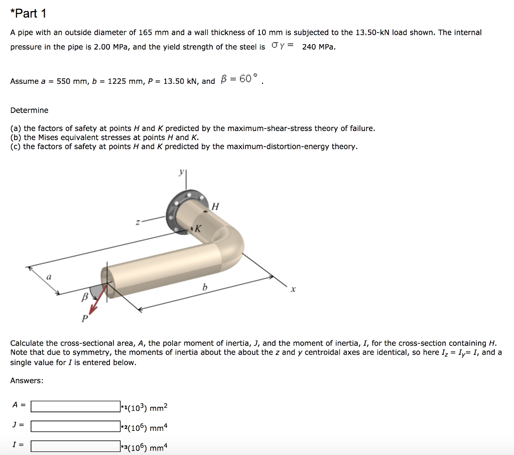 Solved *Part 1 A pipe with an outside diameter of 165 mm and | Chegg.com