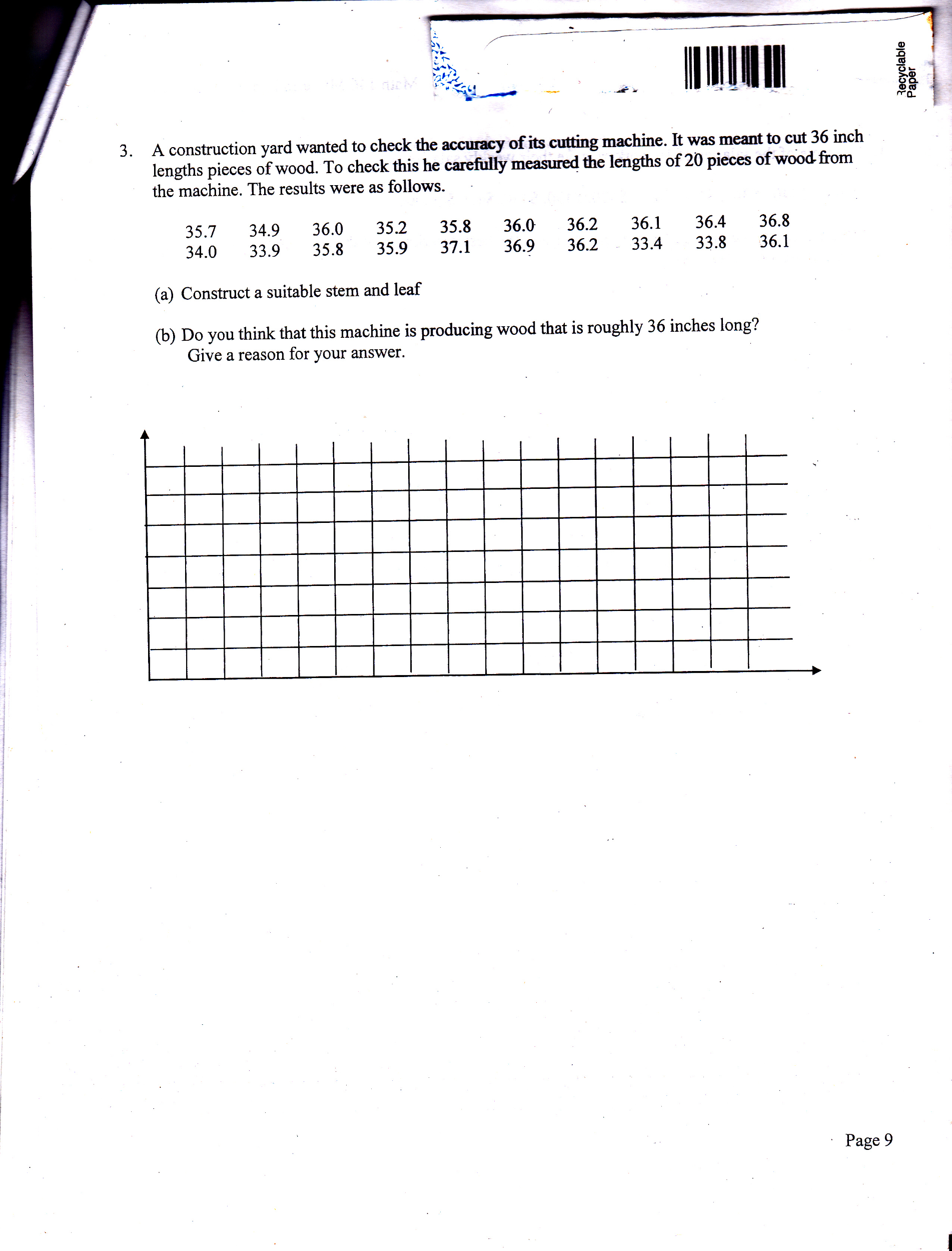 Solved 3. A construction yard wanted to check the accuracy | Chegg.com