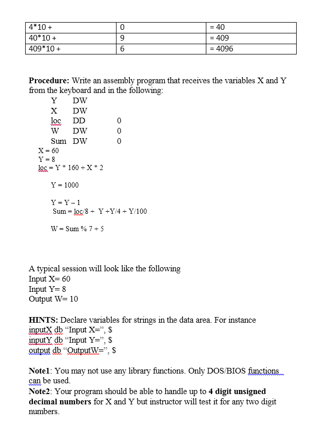Lab #4: Direct Addressing, Input, and ASCII code | Chegg.com