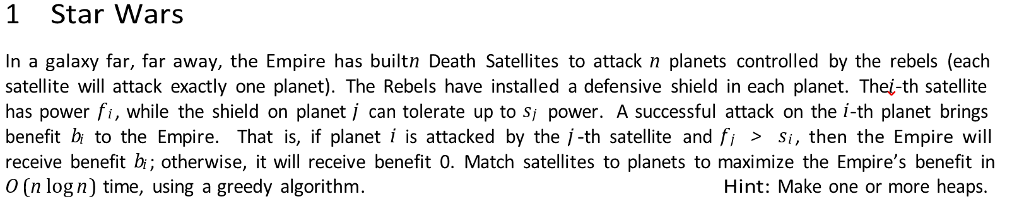 Solved 1 Star Wars In a galaxy far, far away, the Empire has | Chegg.com