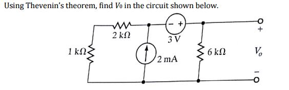 Solved Using Thevenin's theorem, find V_0 in the circuit | Chegg.com