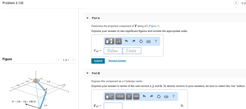 Solved Problem 2.132 Part A Determine the projected | Chegg.com