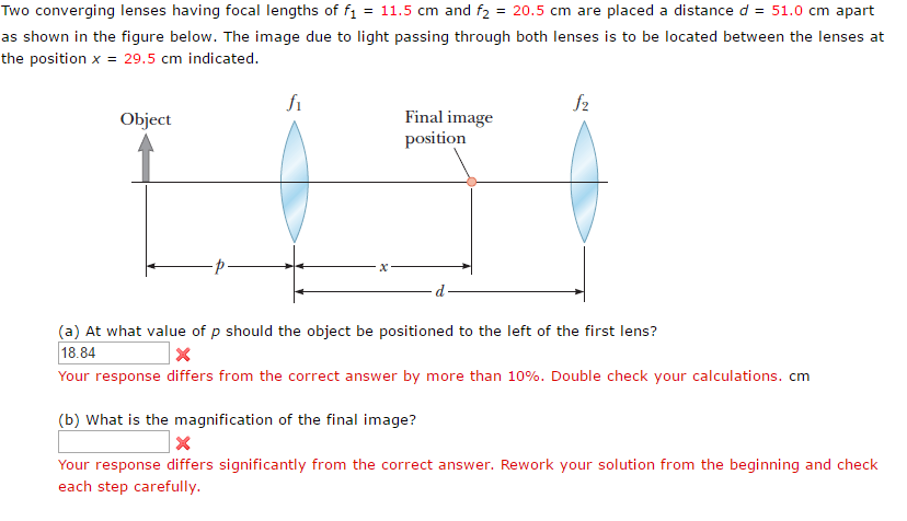 Solved Two Converging Lenses Having Focal Lengths Of F1