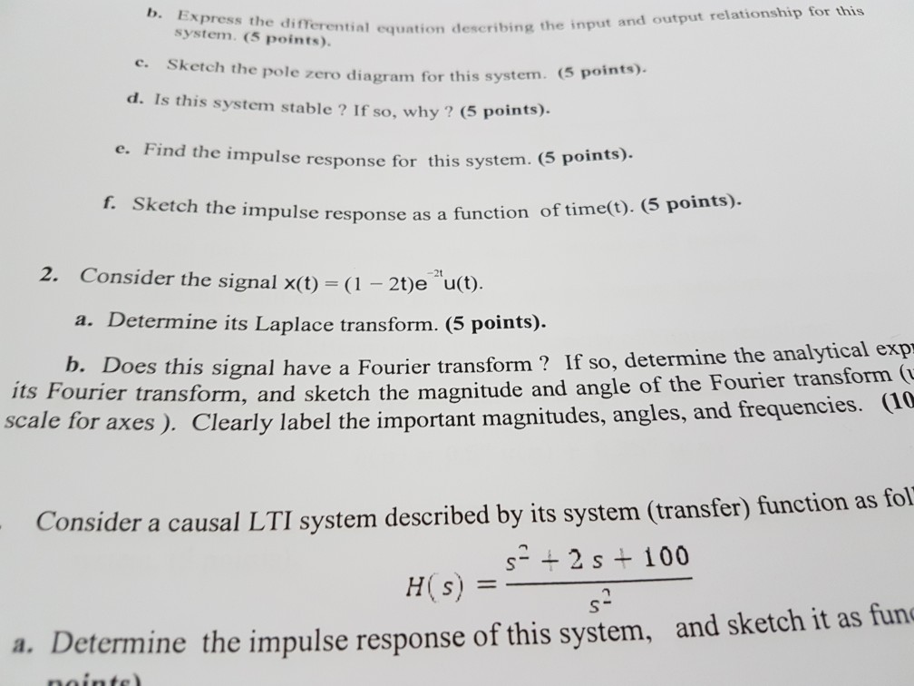 Solved b. Express the differen tial equation describing the | Chegg.com