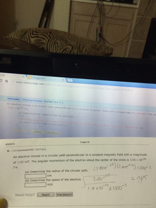 Solved An electron moves in circular path perpendicular | Chegg.com