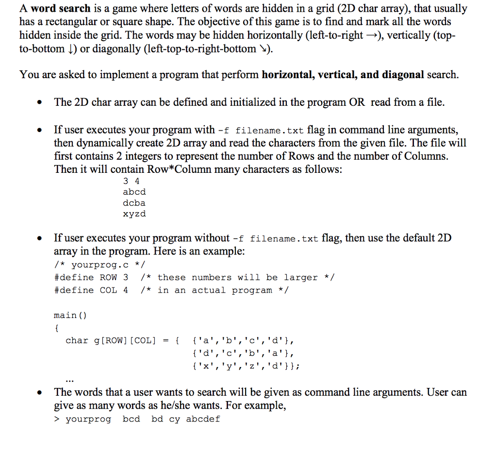 Solved A word search is a game where letters of words are | Chegg.com