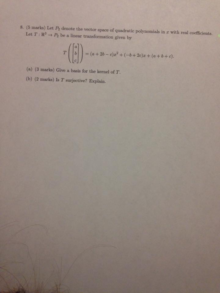 Solved Let P denote the vector space of quadratic polynomial | Chegg.com