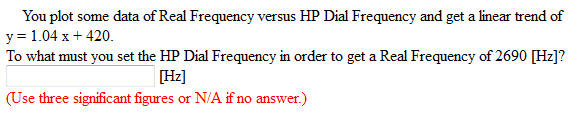 Solved You plot some data of Real Frequency versus HP Dial | Chegg.com