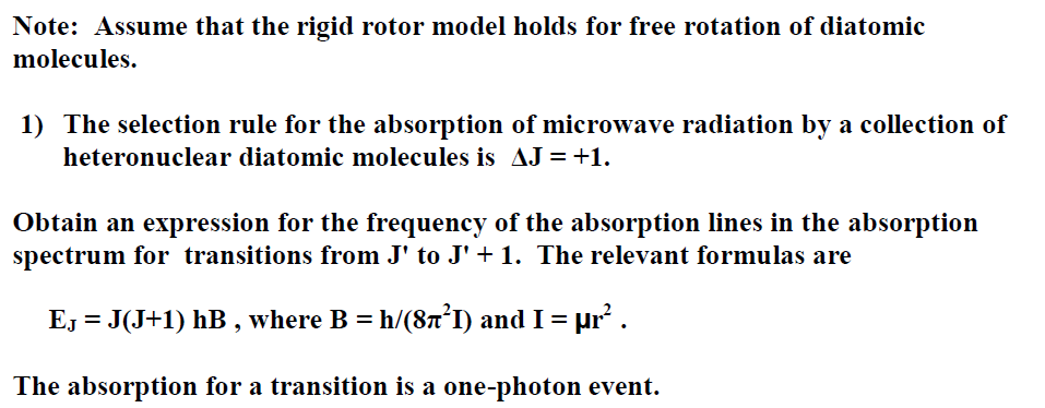 Solved The selection rule for the absorption of microwave | Chegg.com