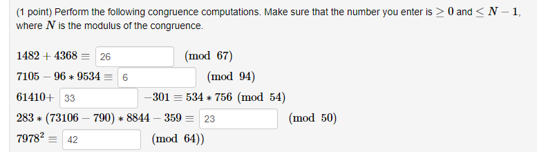 Solved Perform the following congruence computations. Make | Chegg.com
