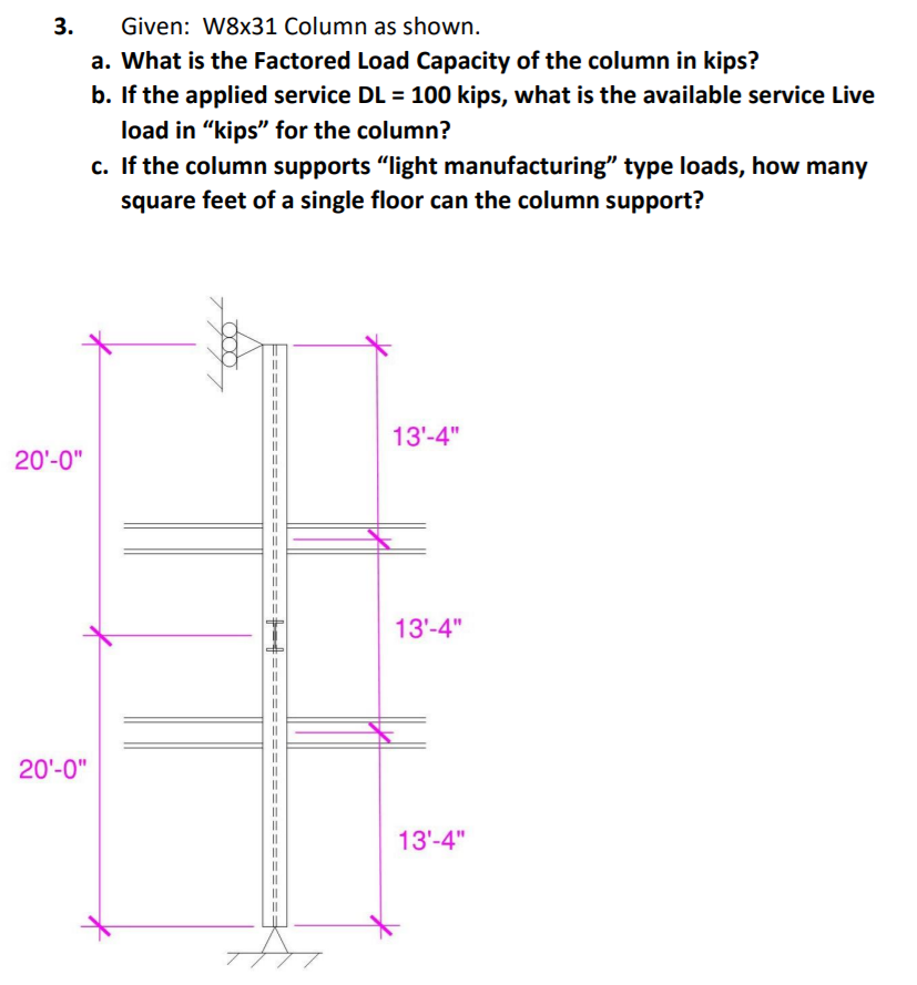 Solved 3.Given: W8x31 Column as shown. a. What is the | Chegg.com