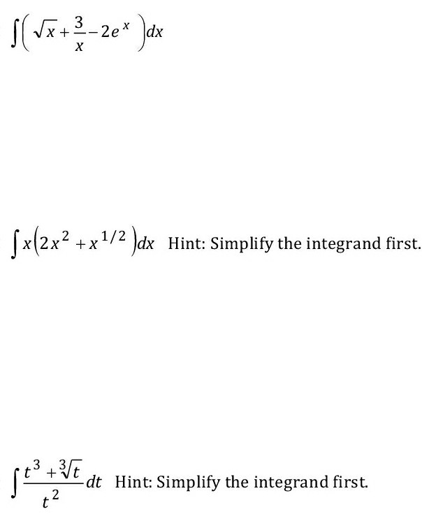 Solved x2x2 +x1/2 |dx Hint: Simplify the integrand first. dt | Chegg.com