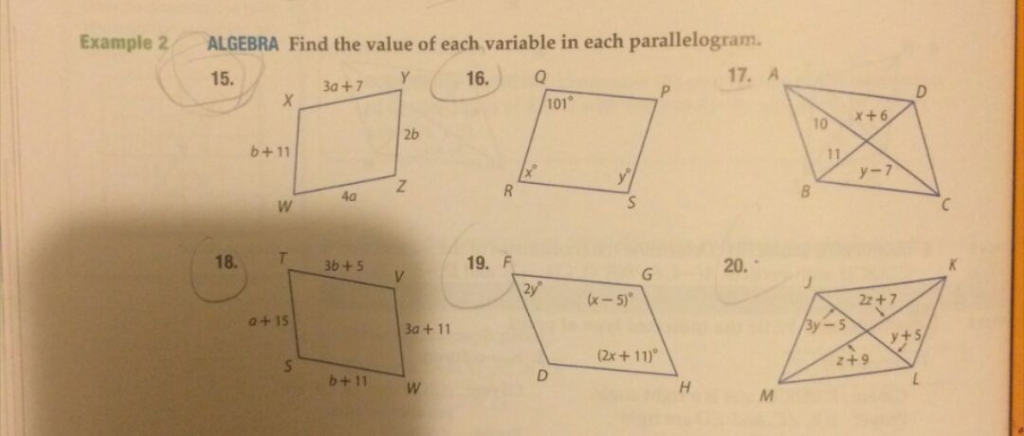 Solved Example 2 Algebra Find The Value Of Each Variable In