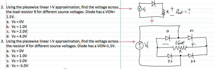 Solved Using the piecewise linear l-V approximation, find | Chegg.com