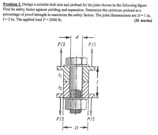 Solved Problem 3. Design a suitable bolt size and preload | Chegg.com