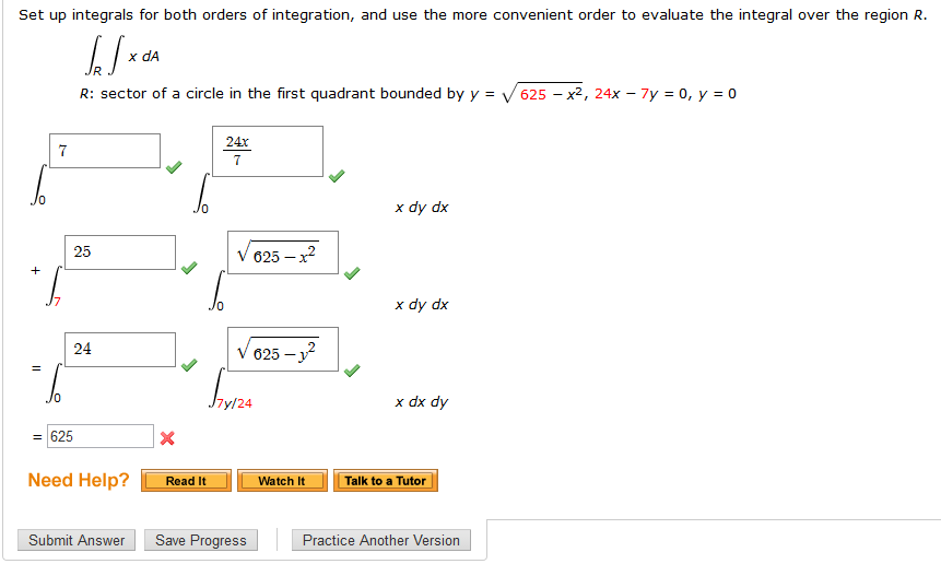Solved Set up integrals for both orders of integration, and | Chegg.com