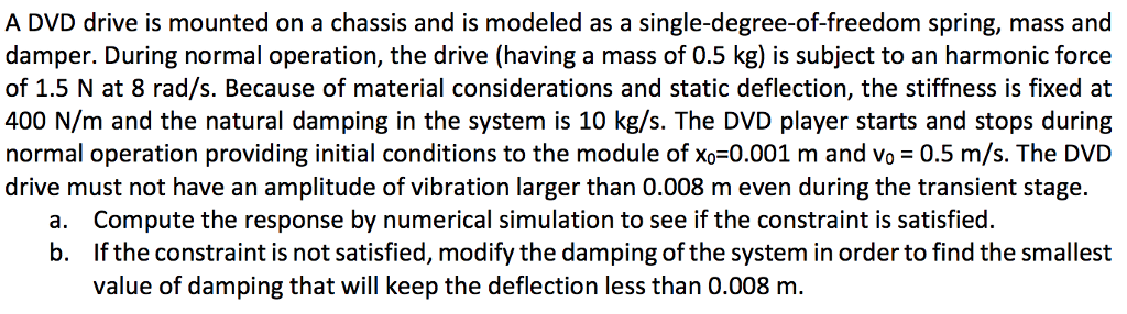 Solved A DVD drive is mounted on a chassis and is modeled as | Chegg.com