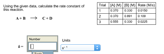 Solved Using the given data, calculate the rate constant of | Chegg.com