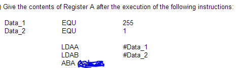 Solved Give the contents of the of Register A after the | Chegg.com