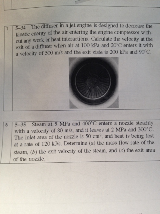 Solved The diffuser in a jet engine is designed to decrease | Chegg.com