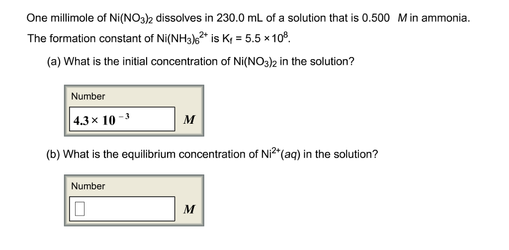 Solved One millimole of Ni(NO3)2 dissolves in 230.0 mL of a | Chegg.com