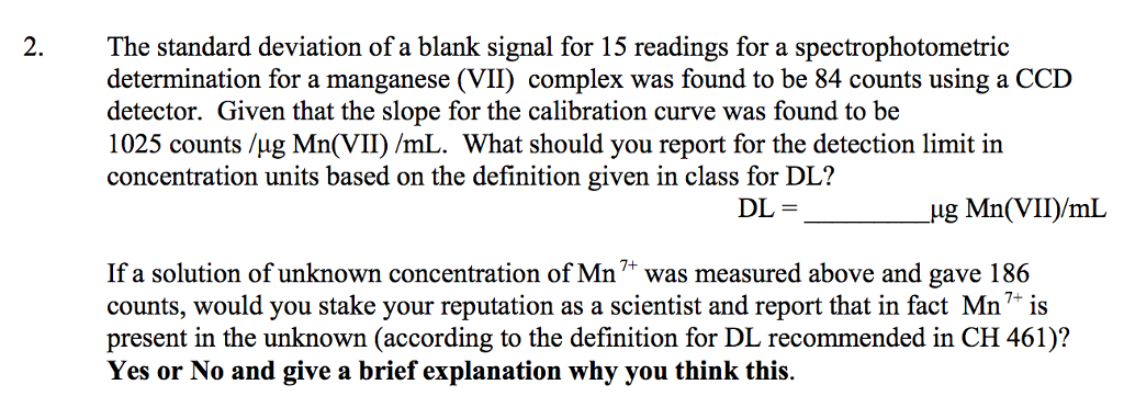 ANALYTICAL CHEMISTRY: The standard deviation of a | Chegg.com