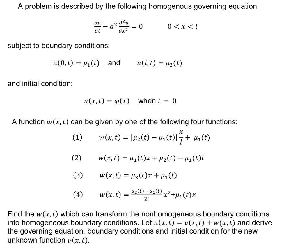 Solved A problem is described by the following homogenous | Chegg.com