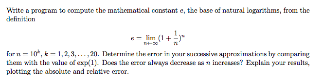 Solved Write a program to compute the mathematical constant | Chegg.com