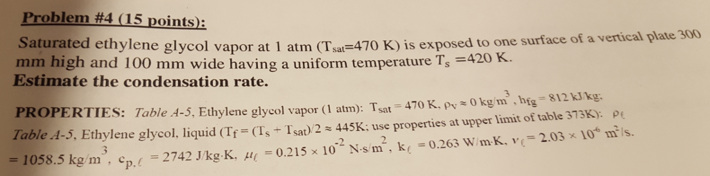 Solved Problem #4 (15 points): Saturated ethylene glycol | Chegg.com