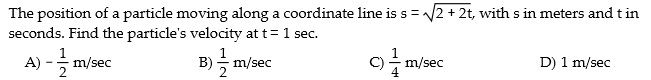 Solved The position of a particle moving along a coordinate | Chegg.com