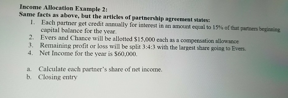 Income Allocation Example 2: Same facts as above, but | Chegg.com