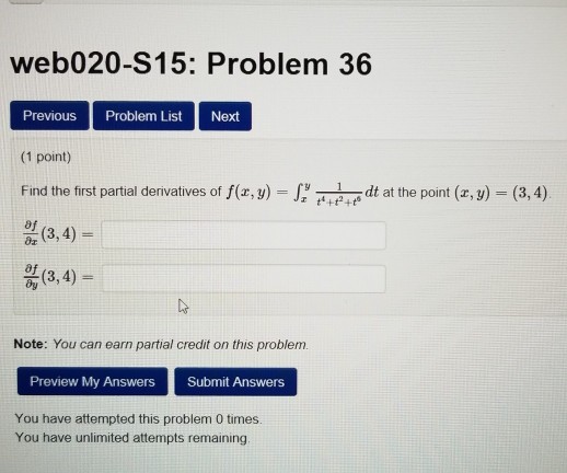 Solved web020-S15: Problem 36 Previous Problem List Next (1 | Chegg.com