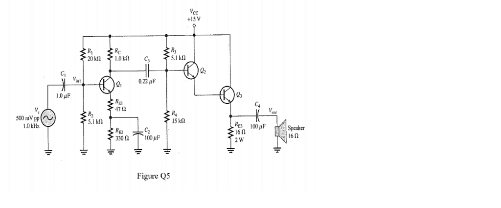 Solved Figure Q5 shows 2 stages of class A power amplifier. | Chegg.com