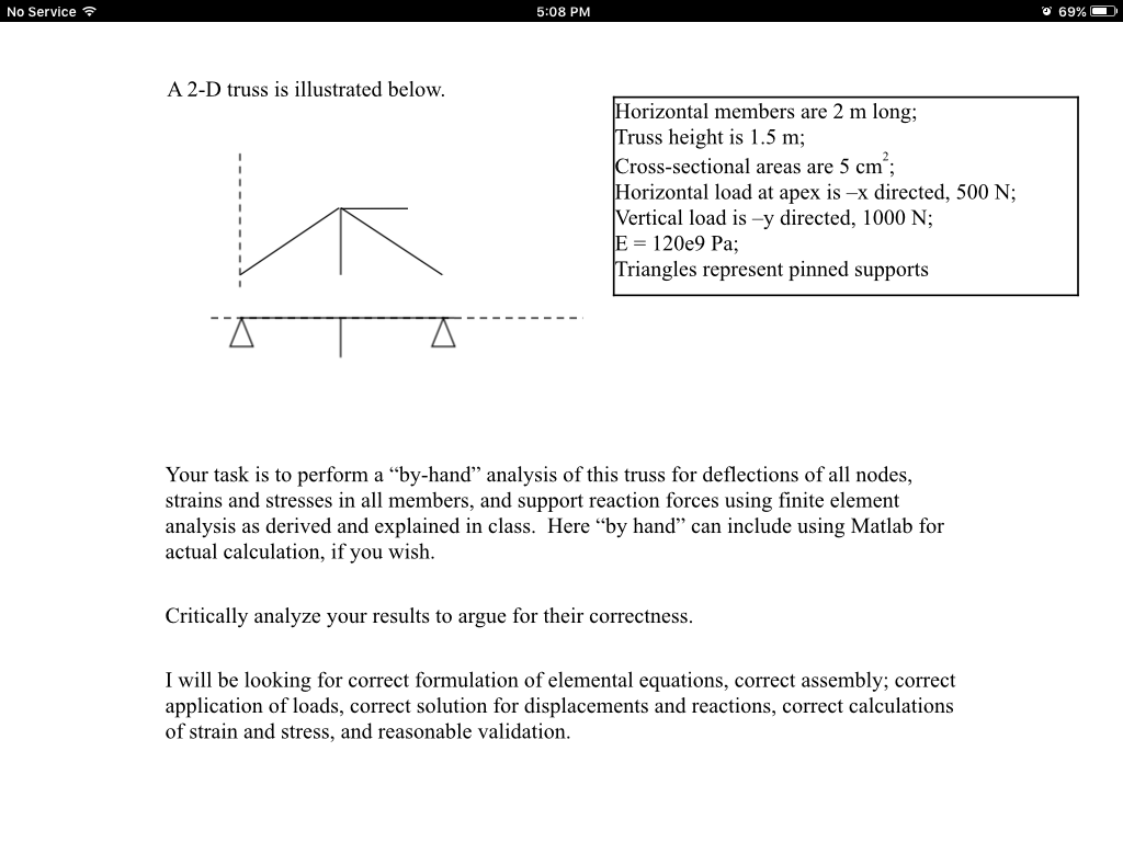 Solved A 2-D truss is illustrated below. Your task is to | Chegg.com