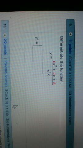 Solved Differentiate the function. y = 6x^2 + 2x + | Chegg.com