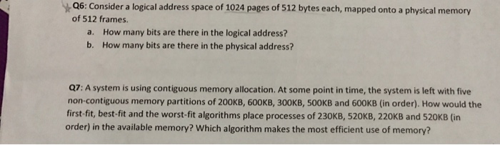 Solved Consider a logical address space of 1024 pages of 512 | Chegg.com