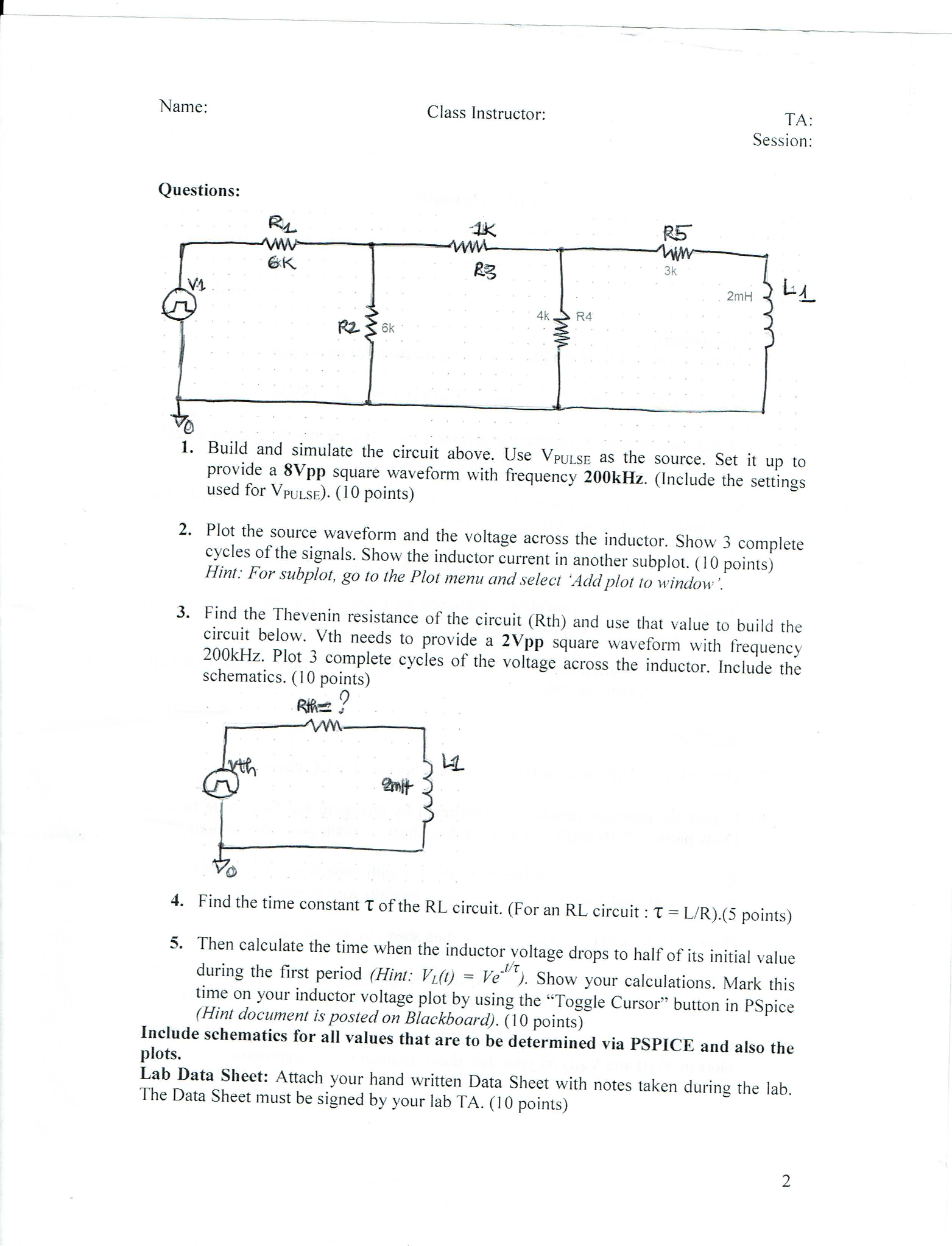 Solved Build and simulate the circuit above. Use V_PULSE | Chegg.com