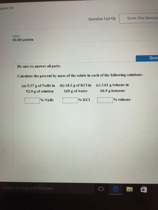Solved Calculate the percent by mass of the solute in each | Chegg.com
