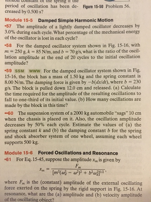 Solved Damped Simple Harmonic Motion The amplitude of a | Chegg.com