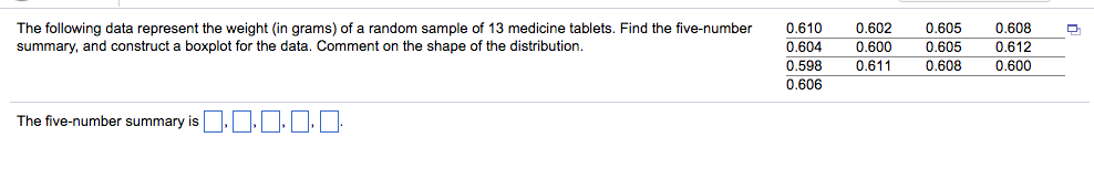 Solved The following data represent the weight (in grams) of | Chegg.com