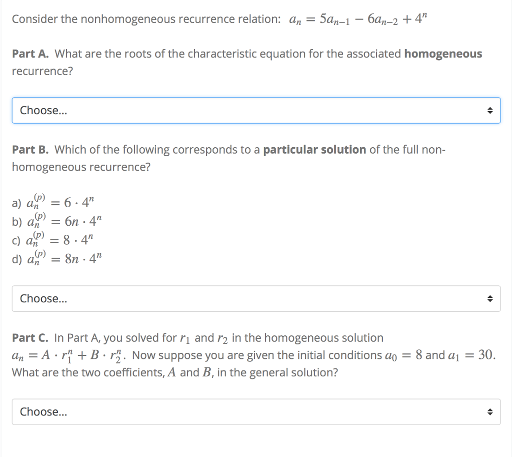 Solved Consider The Nonhomogeneous Recurrence Relation An