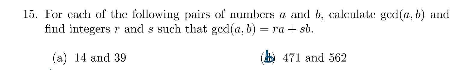Solved For each of the following pairs of numbers a and 6, | Chegg.com