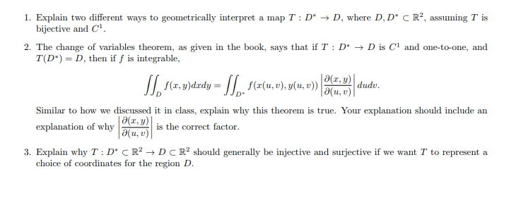 bijective and C. 2. The change of variables theorem, | Chegg.com