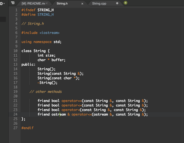Solved x [M] README mi String-h String cpp 1 #ifndef STRING | Chegg.com