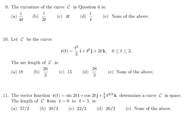 Solved The curvature of the curve C in Question 6 is: 1/4t | Chegg.com