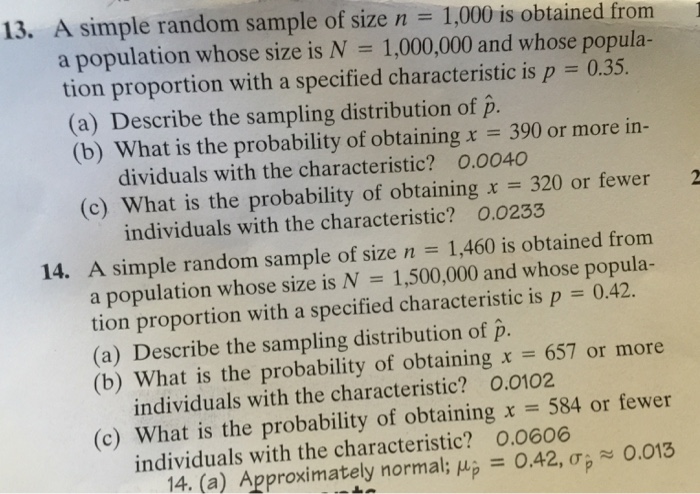 Solved A simple random sample of size n = 1,000 is obtained | Chegg.com