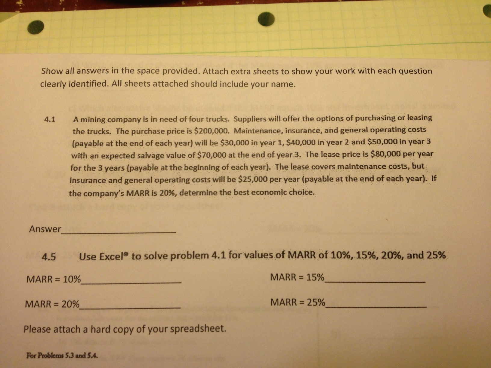 Show all answers in the space provided. Attach extra | Chegg.com