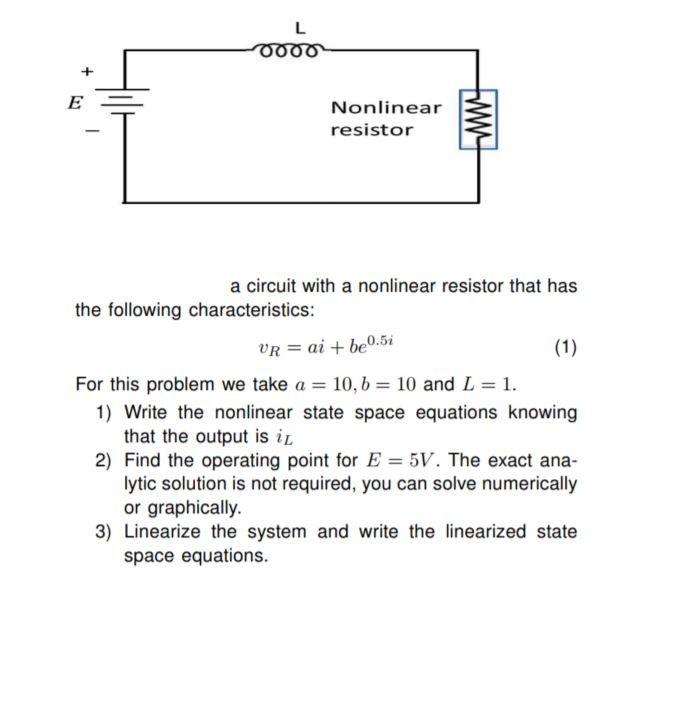 Solved Nonlinear resistor a circuit with a nonlinear | Chegg.com